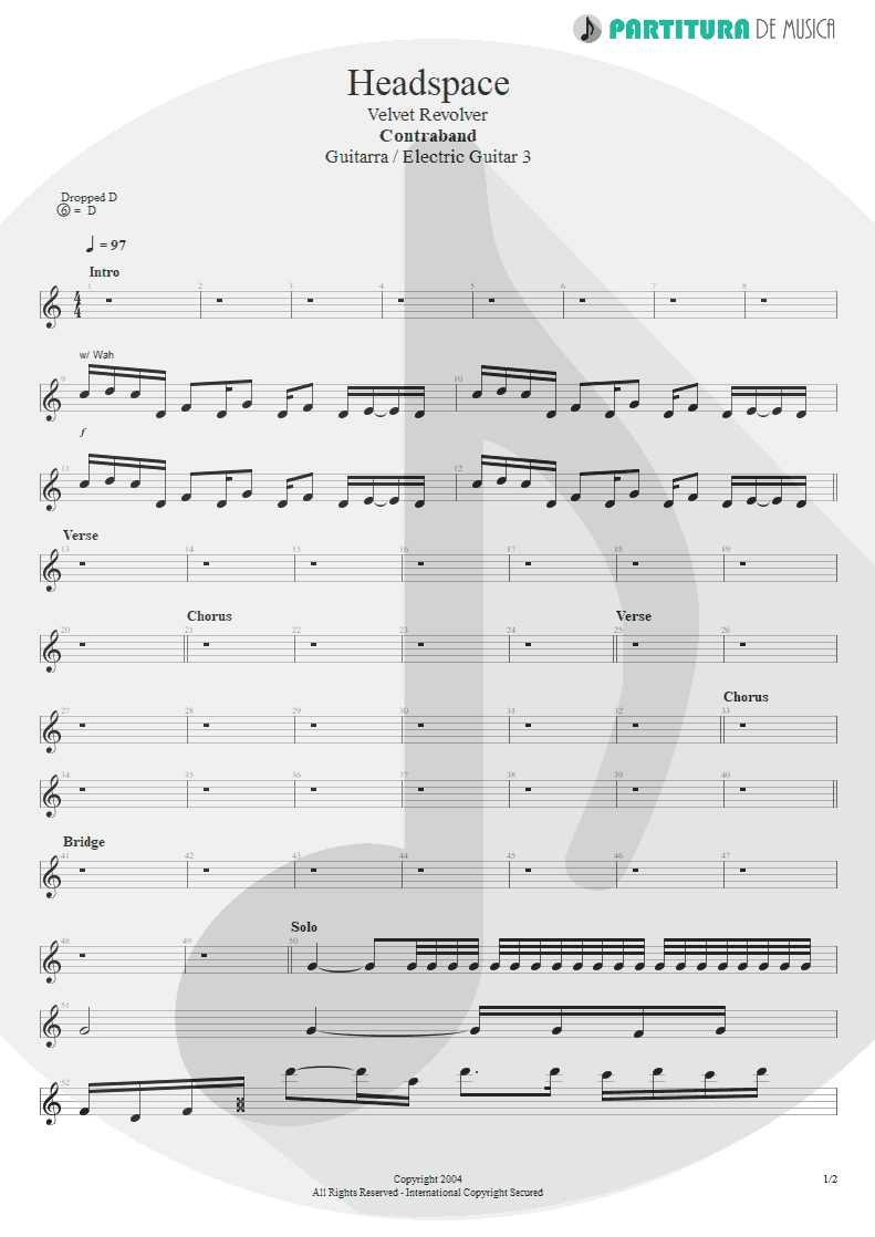 Partitura para Guitarra Elétrica Headspace Velvet Revolver download ...
